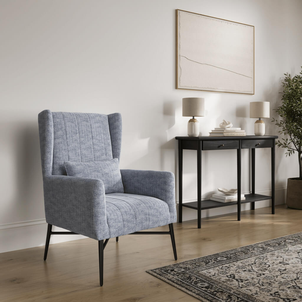Henley Navy Herringbone Chair — Trafalgar Furniture