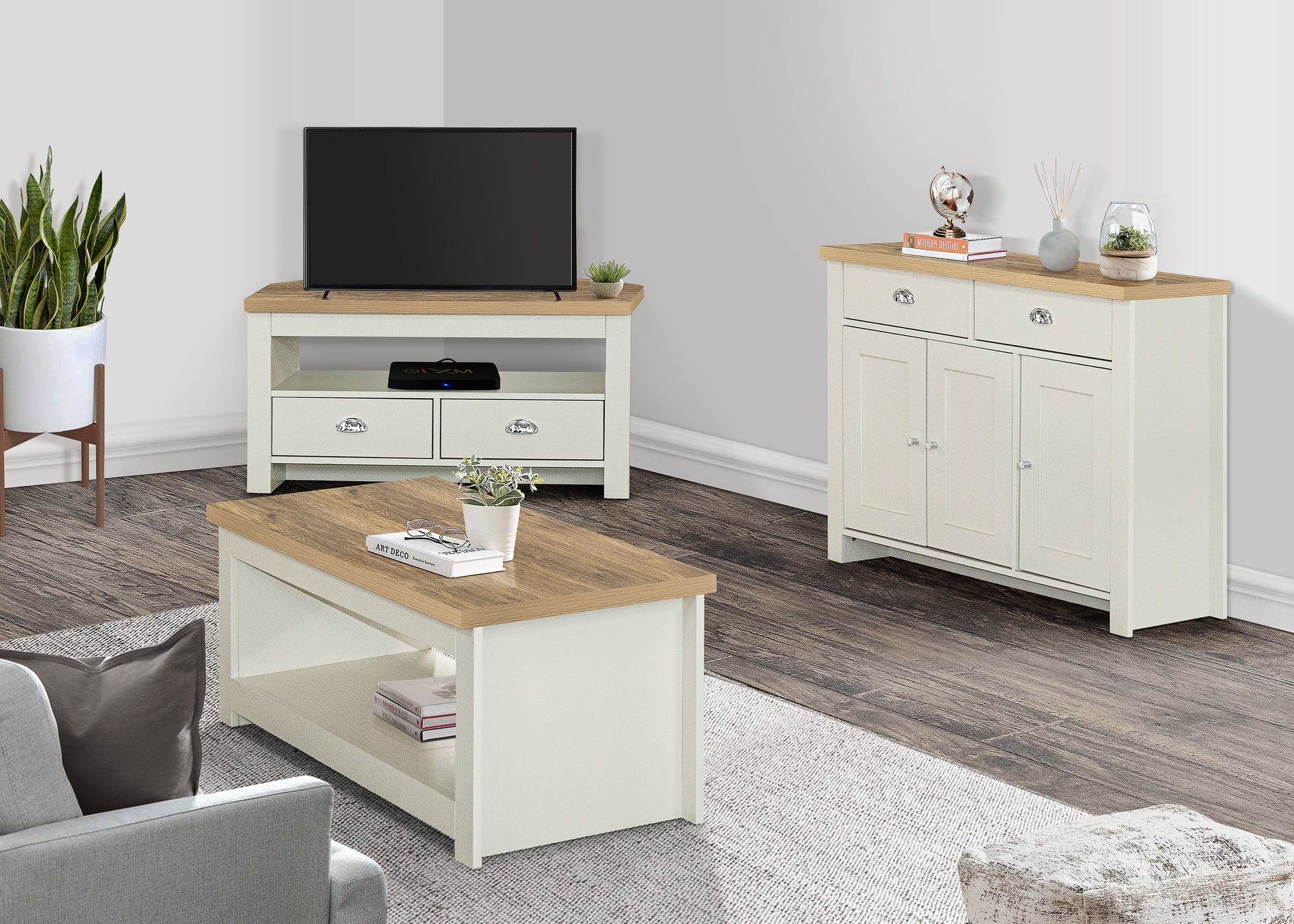 Highgate Coffee Table Cream & Oak — Trafalgar Furniture